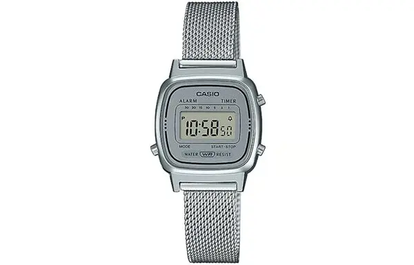 Casio Analog Digital Watch With Mesh Strap - Silver
