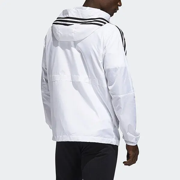 Adidas Sporty Zip-up Hooded Jacket With Striped Details