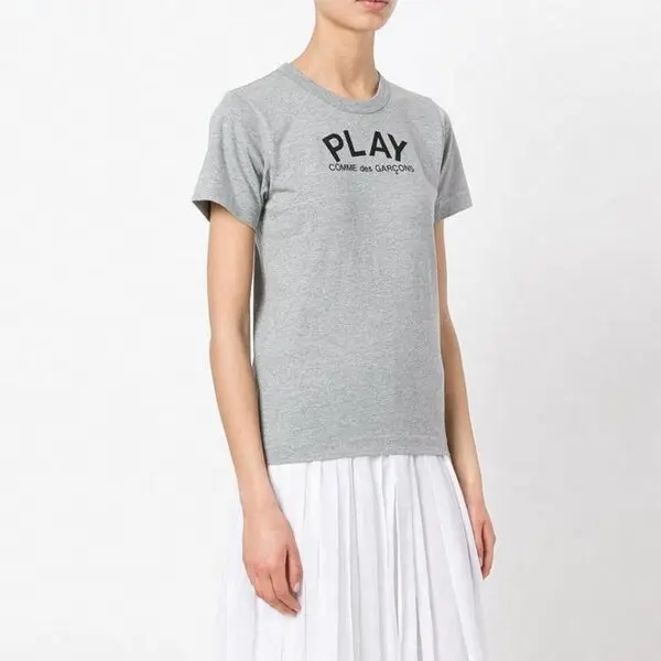 Play Comme Des Garcon Play Comme Des Garcons Short Sleeve T-shirt With Heart Graphic - Grey