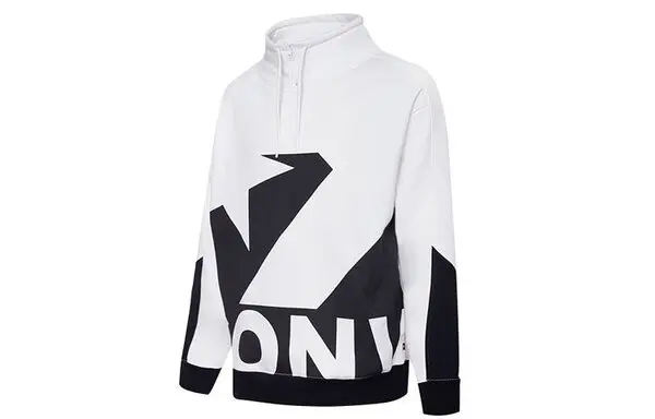CONVERSE Pullover With Stand Collar And Logo Detail - White