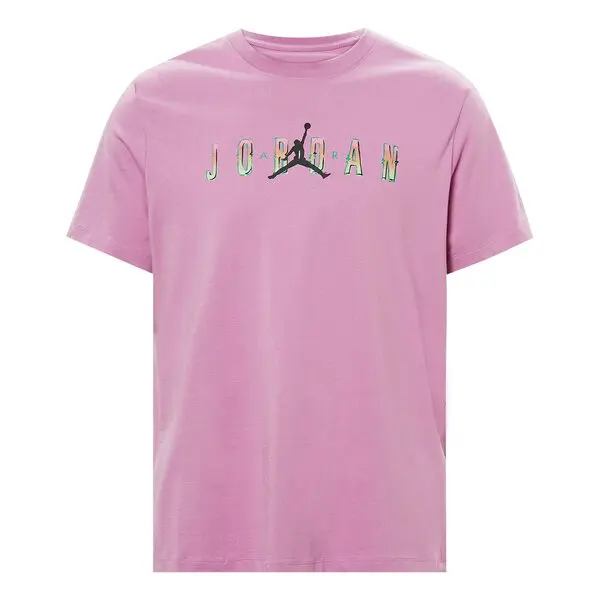 JORDAN Sport Dna Flying Casual Logo Sports Round Neck Solid Color Short Sleeve Pink T-shirt - Multi-color