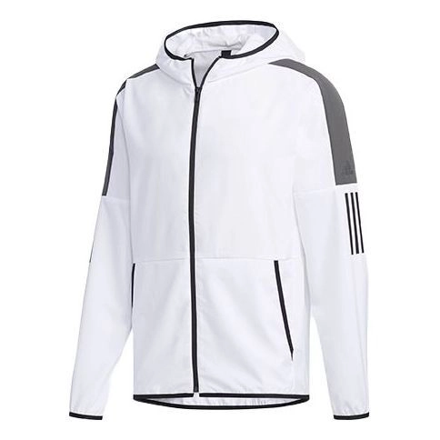 Adidas Contrasting Colors Hooded Woven Jacket - White