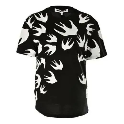 Alexander McQueen Black Swallow Print T-shirt - Black/white