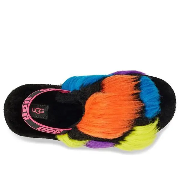 UGG Fluff Yeah Party Spots Slipper - Black/pink