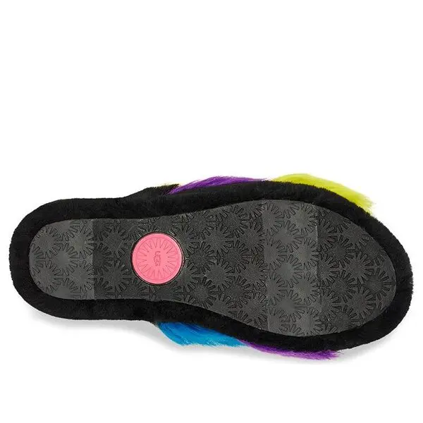 UGG Fluff Yeah Party Spots Slipper - Black/pink