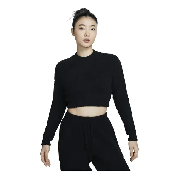 Nike Phoenix Cosy Boucle Long Sleeve Knit Top - Black