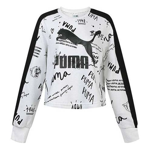 PUMA Classics Logo Crew Aop Knit - White