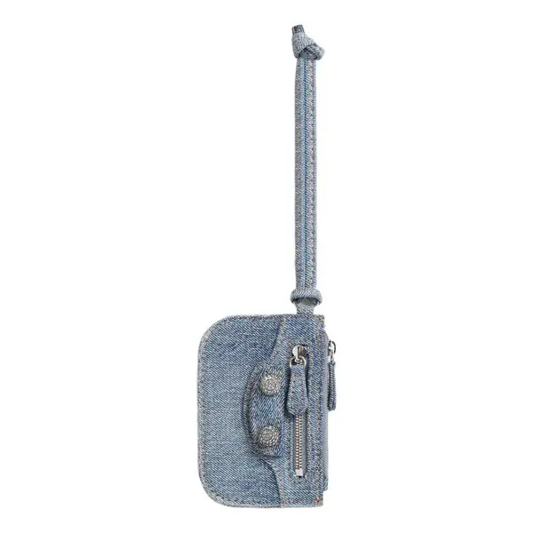 Balenciaga Le Cagole Coin Purse Denim With Rhinestones - Blue