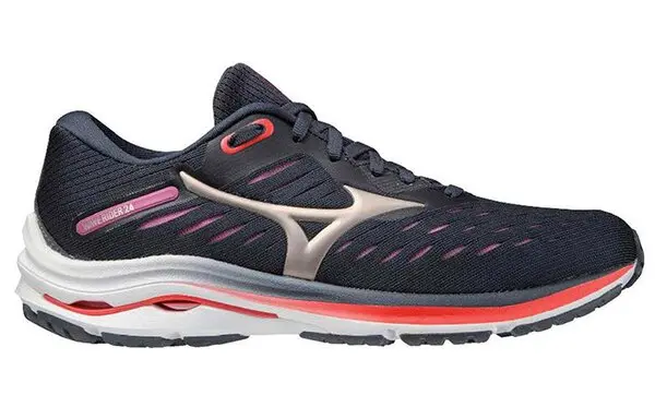 Mizuno Wave Rider 24 Athletic Sneakers - Black/red