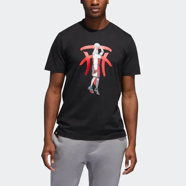Adidas Basketball Sports Round Neck Pullover Printing Short Sleeve