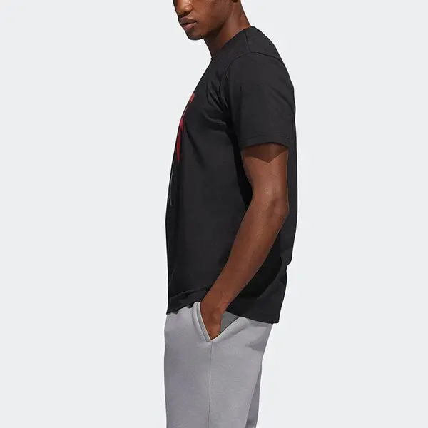 Adidas Basketball Sports Round Neck Pullover Printing Short Sleeve
