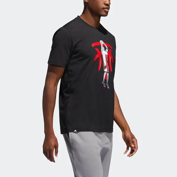 Adidas Basketball Sports Round Neck Pullover Printing Short Sleeve