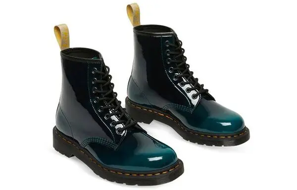 Dr. Martens 1460 Metallic Chrome Paint Vegan Boots - Green/black