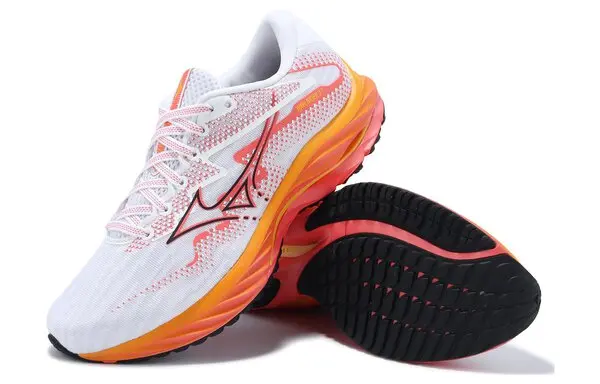 Mizuno Wave Rider 27 Athletic Sneakers - White/orange