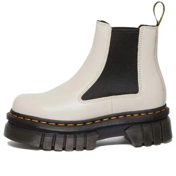 Dr. Martens Audrick Nappa Leather Platform Chelsea Boots - Cobblestone Grey