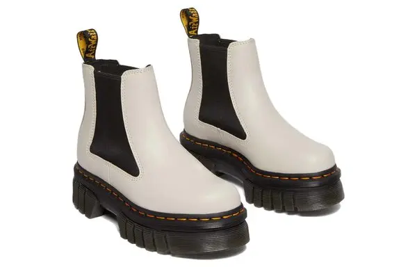 Dr. Martens Audrick Nappa Leather Platform Chelsea Boots - Cobblestone Grey