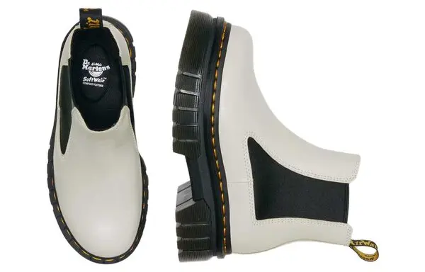 Dr. Martens Audrick Nappa Leather Platform Chelsea Boots - Cobblestone Grey