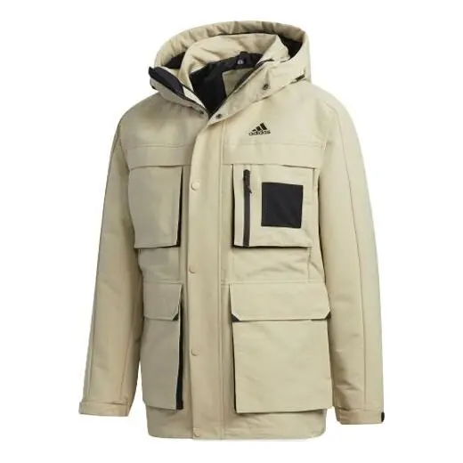 Adidas 3in1 Down Jkt Multiple Pockets Outdoor Sports Detachable Hooded Down Jacket - Brown