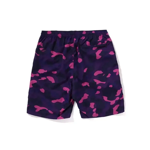 A BATHING APE Color Camo Ape Head Beach Shorts - Purple
