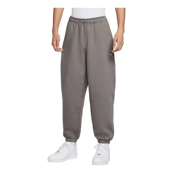 Nike Solo Swoosh Cuffed Fleece Trousers - Cave Stone