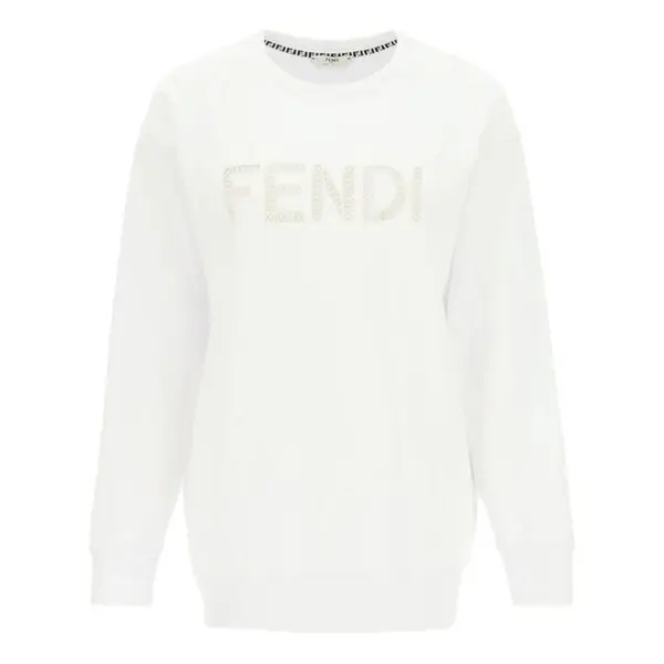 Fendi Alphabet Logo Long Sleeve Hoodie - White