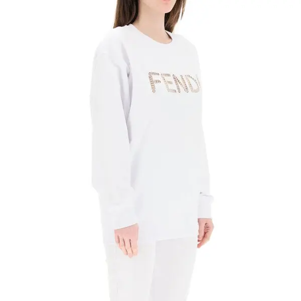 Fendi Alphabet Logo Long Sleeve Hoodie - White