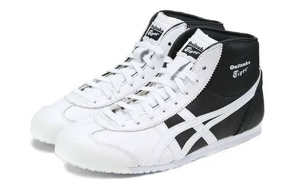 Onitsuka Tiger Mexico Mid Runner In White And Black - White/black