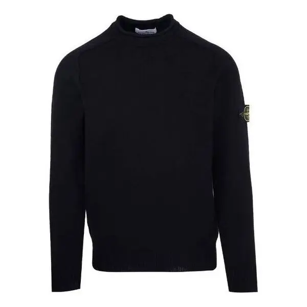 Stone Island Logo Patch Detail Crewneck Sweater - Black