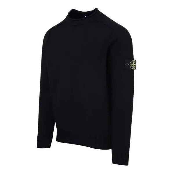 Stone Island Logo Patch Detail Crewneck Sweater - Black