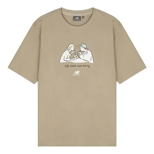 NEW BALANCE Graphic Print T-shirt - Beige/white