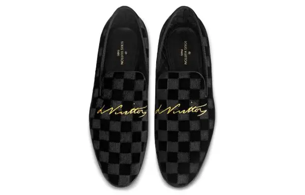 LOUIS VUITTON Auteuil Velvet Loafers - Black/grey/gold