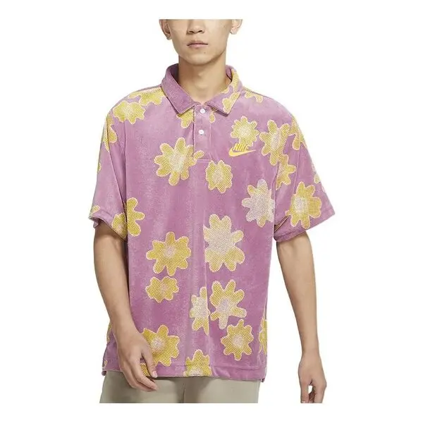 Nike Lapel Flowers Printing Short Sleeve Shirt Multicolor