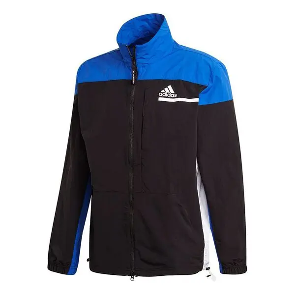 Adidas Zne Ttop Wvn Colorblock Stand Collar Sports Jacket - Black