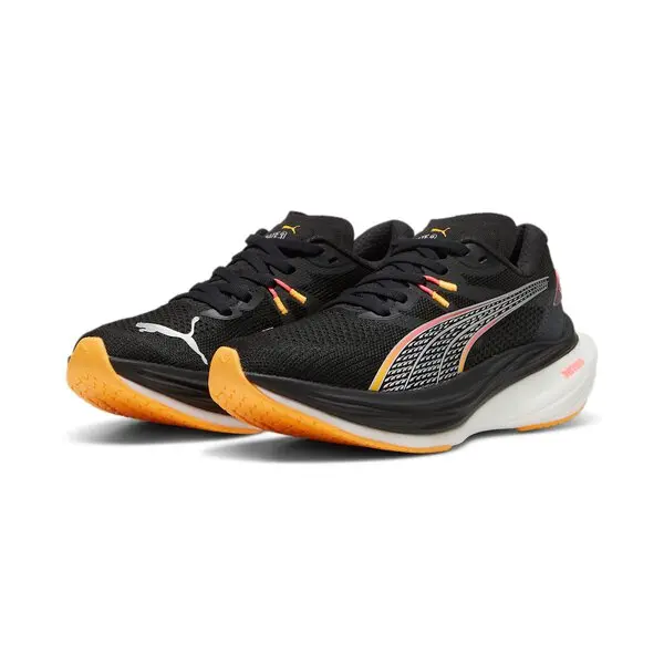 PUMA Deviate Nitro 3 Athletic Sneakers - Black/sunset Glow/sun Stream