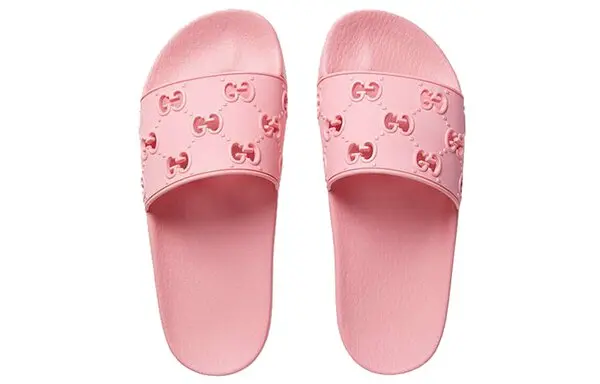 Gucci Gg Slide Rubber Sandals - Pink