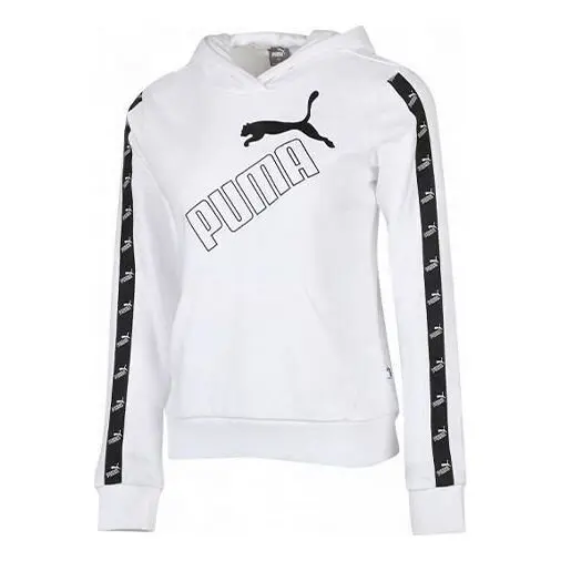 PUMA Amplified Fleece Hoodie 'white Black - White/black
