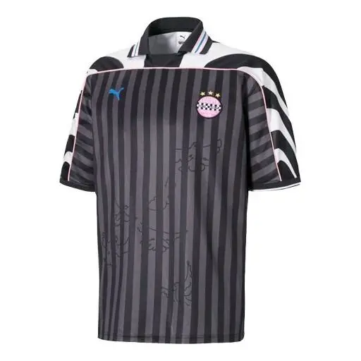 PUMA X Ks Jersey Stripe Splicing Short Sleeve Polo - Black