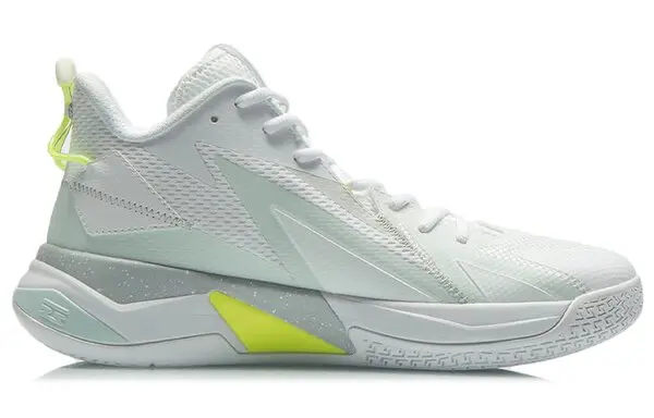 LI-NING War Falcon Mid Professional Basketball Shoes - White/green