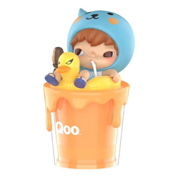 POP MART Hirono X Qoo Drink Finish Makes Your Face Pink Figure - Multi-color