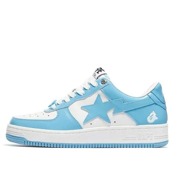 A BATHING APE Sta Patent Leather Sneakers - White Blue