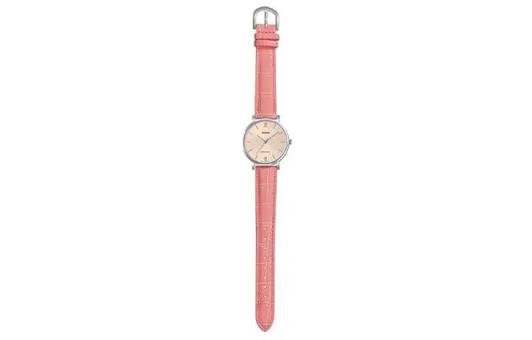 Casio Analog Quartz Watch With Leather Strap - Pink