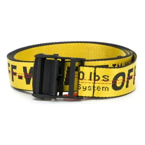 Off-White Wide Logo Printed Belt - Yellow