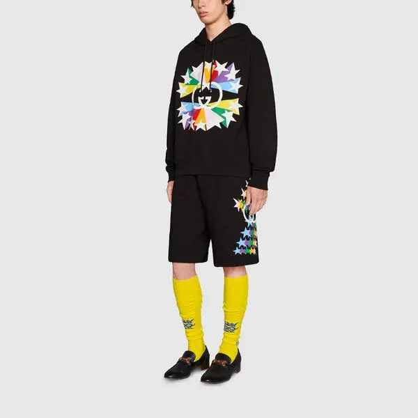Gucci Ss21 Interlock Double G Printing Cotton Shorts