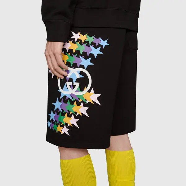 Gucci Ss21 Interlock Double G Printing Cotton Shorts