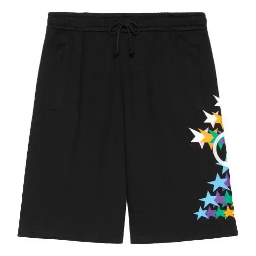 Gucci Ss21 Interlock Double G Printing Cotton Shorts - Black