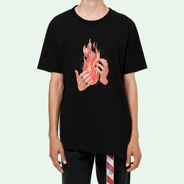 Off-White Virgil Abloh Diag Fire Short Sleeve - Black