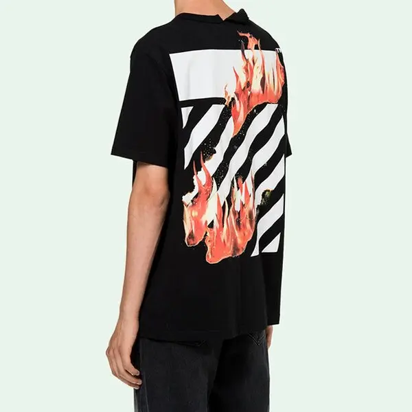 Off-White Virgil Abloh Diag Fire Short Sleeve - Black
