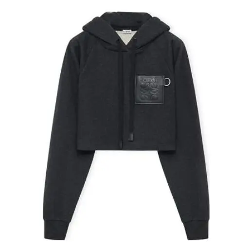 Loewe Cropped Hoodie - Black