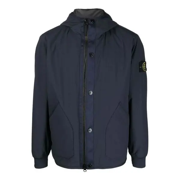 Stone Island Zip-up Hooded Jacket - Navy