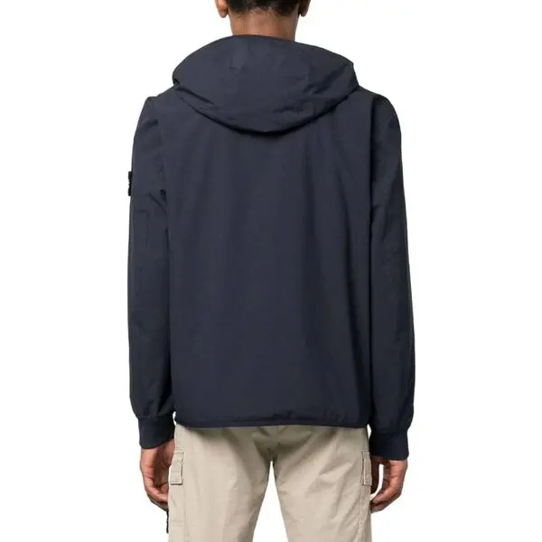 Stone Island Zip-up Hooded Jacket - Navy
